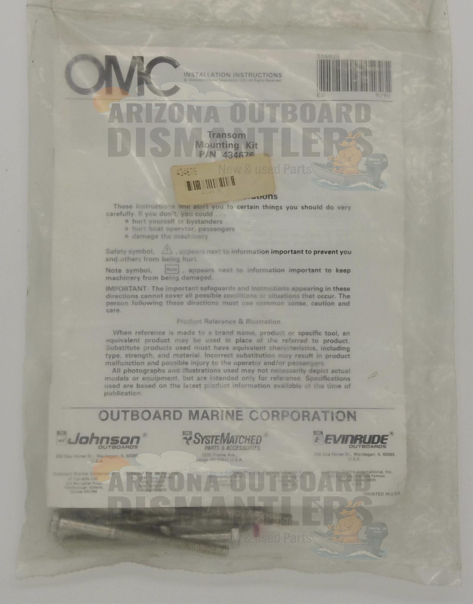 434676 transom mounting kit – OMC/Johnson/Evinrude - Arizona Outboards
