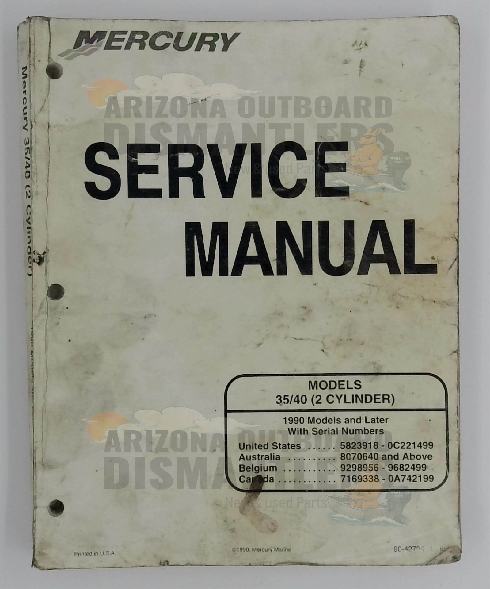 Mercury Service Manual – 35/40 HP (2 Cylinder) Outboards | P/N 90-42794 ...